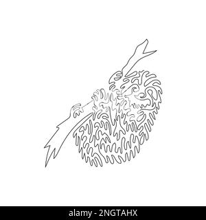 Single one line drawing of sloth tree dwelling mammal abstract art ...