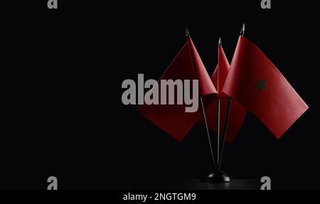 Small national flags of the Morocco on a black background Stock Photo ...