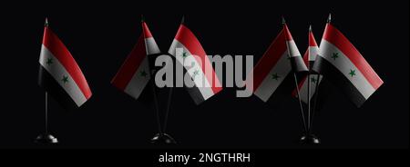 Small national flags of the Syria on a black background Stock Photo - Alamy