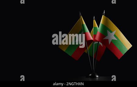Small national flags of the Myanmar on a black background Stock Photo ...