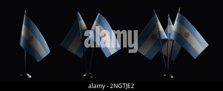 Small national flags of the Argentina on a black background Stock Photo ...