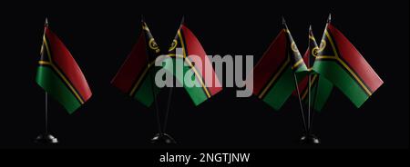 Small national flags of the Vanuatu on a black background Stock Photo ...
