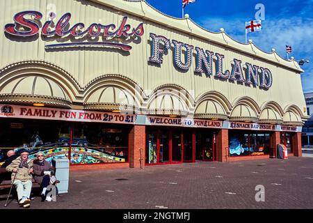Silcocks Funland amusement centre at Southport Pier, Merseyside ...
