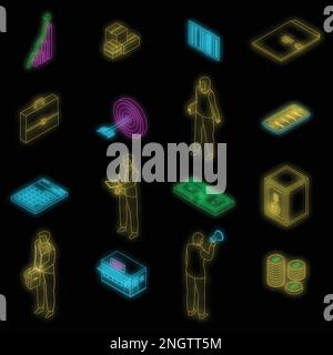 Purchasing manager icons set. Isometric set of purchasing manager ...