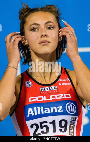 Belgian Rani Rosius pictured after the 100m women, Heat 2, in the World ...