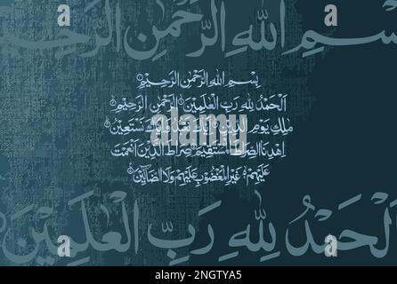 Arabic Calligraphy of Surah Al Fatiha 1, verses 1 to 7 of the Noble ...