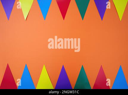 Carnival party, garland, colorful triangle flag hanging at string on ...