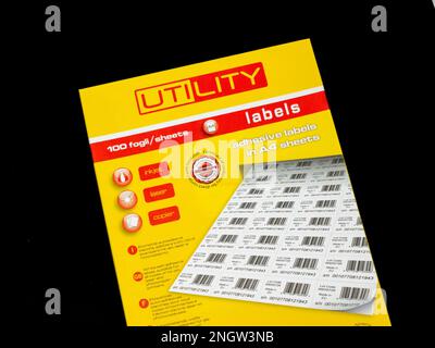 PLANET Utility White self-adhesive labels Stock Photo - Alamy