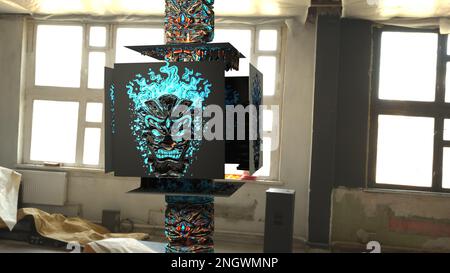 A display of Tiki Art transformed into real life physical object Stock ...