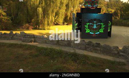 A display of Tiki Art transformed into real life physical object Stock ...