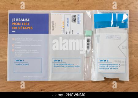 French colorectal screening kit sent to patient at home, editorial use ...