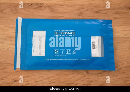 French colorectal screening kit sent to patient at home, editorial use ...
