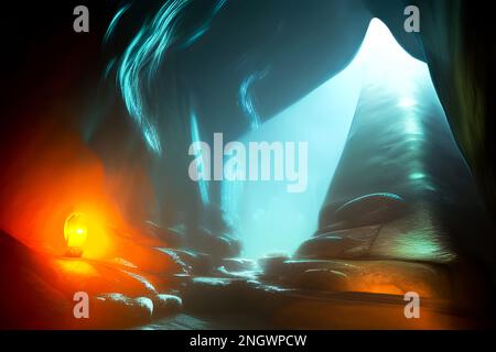 Fantasy underground cavern depiction Stock Photo - Alamy
