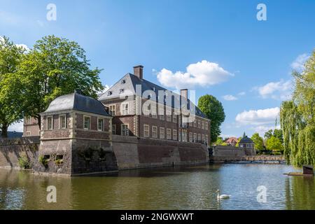 Baroque and moated castle Ahaus, garden side, today seat of the ...
