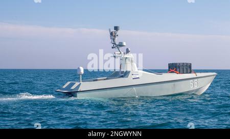 An L3 Harris Arabian Fox MAST-13 unmanned surface vessel, U.S. Coast ...