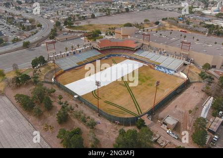 A general overall aerial view of Cashman Field and Cashman Center ...