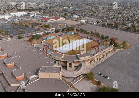 A general overall aerial view of Cashman Field and Cashman Center ...