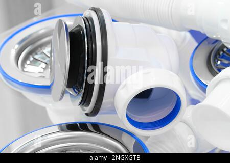 Plumbing sanitary white plastic sewer pipes siphons overflows for ...