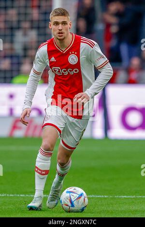 AMSTERDAM, NETHERLANDS - FEBRUARY 2: Kenneth Taylor of AFC Ajax battles ...