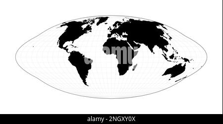 World Map. Pseudocylindrical equal-area Goode homolosine projection ...