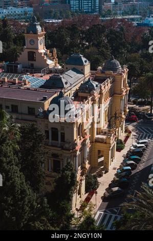 MALAGA, SPAIN - JANUARY 14, 2023: White pergola (Malaga port) in Malaga ...