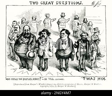 "Who stole the people's money? 'Twas him." Thomas Nast cartoon about ...