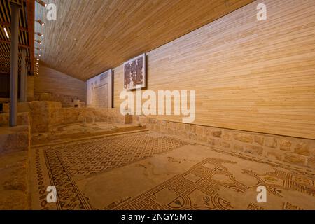 The fine Byzantine mosaics inside the Memorial Church of Moses atop the ...
