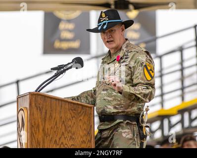 Command Sgt. Maj. Steven Campbell passes the 2nd Armored Brigade Combat ...