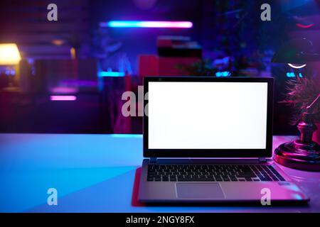 Neon metaverse futuristic concept. modern woman in glasses with credit ...