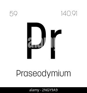 Praseodymium symbol. Element number 59 of the Periodic Table of the ...