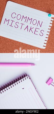 Sign displaying Common Mistakes. Internet Concept actions that are ...