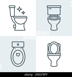 Toilet line icon bowl sanitaryware vector bathroom. Bidet toilet line ...