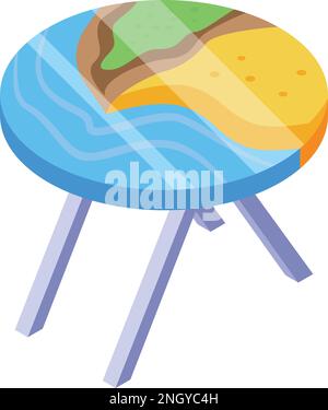 Table epoxy resin icon isometric vector. Wood texture. Crystal liquid ...