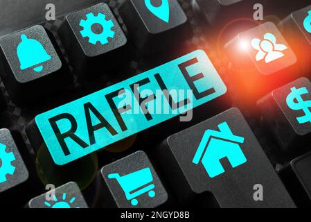 Conceptual display Raffle. Concept meaning means of raising money by ...