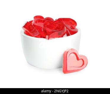 Sweet heart shaped jelly candies on white background Stock Photo - Alamy