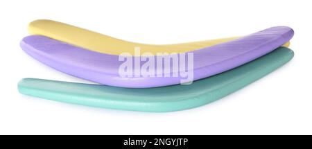 Set with yellow boomerangs on white background. Banner design Stock ...
