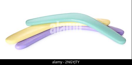Set with yellow boomerangs on white background. Banner design Stock ...