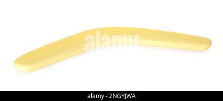 Yellow boomerang isolated on white. Outdoors activity Stock Photo - Alamy