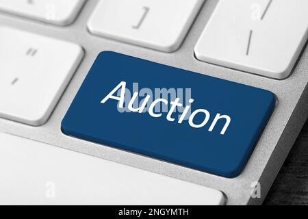 Modern computer keyboard with text Auction on button, closeup Stock ...