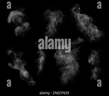 White steam column rising on black background Stock Photo - Alamy