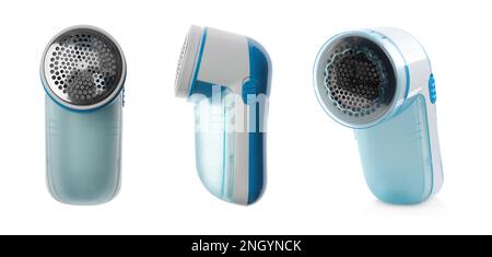 Set with fabric shavers on white background. Banner design Stock Photo ...