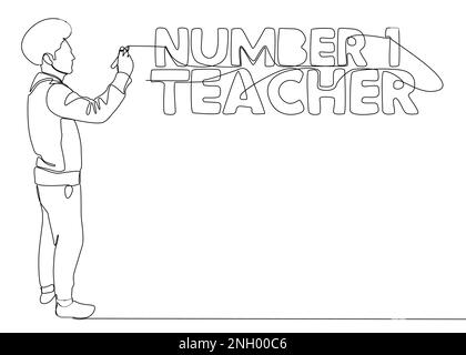 One continuous line of Teacher word. Thin Line Illustration vector ...