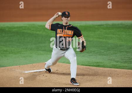 February 19, 2023: Cowboys pitcher Bayden Root #14 works from the mound ...