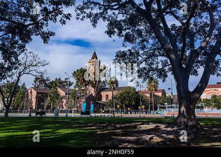 The clock tower of Mudd Hall of Philosophy at USC, the University of ...