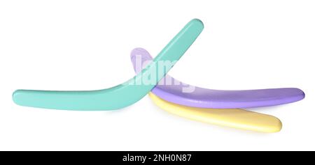 Set of color boomerangs on white background Stock Photo - Alamy