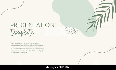 Organic presentation vector template. Natural floral green minimal ...