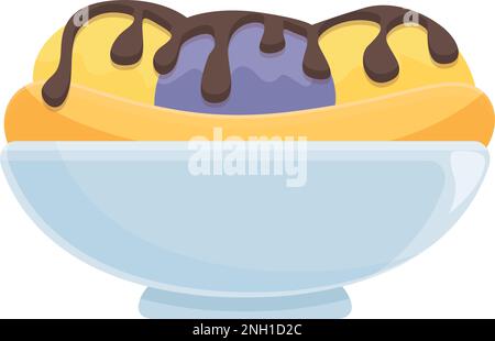 Ball banana split icon cartoon vector. Chocolate food. Cream sundae. Ball banana split icon ...