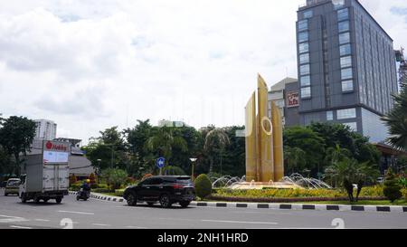 traffic on the Bambu runcing or sharp bamboo monument. iconic history ...