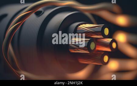 Electrical shielded cable with many wires, generative Al Stock Photo ...
