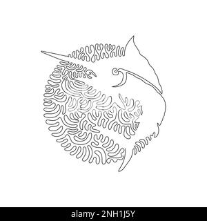 Sailfish illustration drawn by one line. Minimalist style vector ...